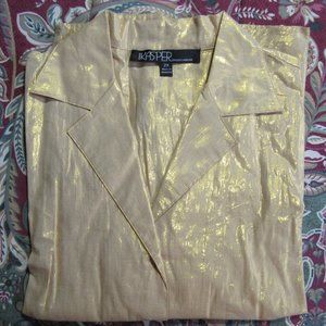 Kasper | Tops | Nwot Kasper Gold Metallic Shirt Plus Size 2x | Poshmark